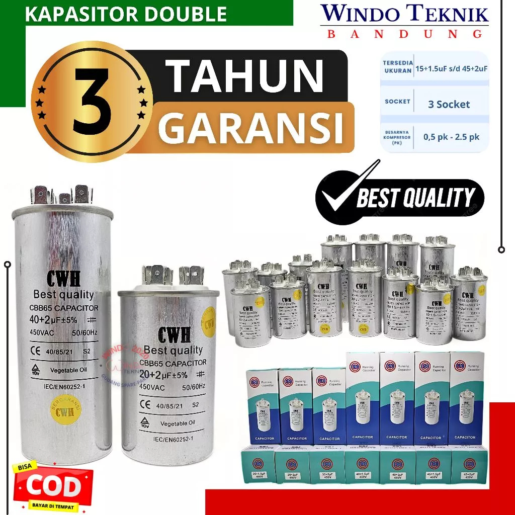 Jual [GARANSI 3 TAHUN] KAPASITOR AC LG | RUNNING CAPASITOR AC PANASONIC | CAPACITOR DOUBLE CWH ...