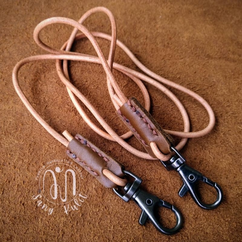 Jual Tali Lanyard 2 Hook | Tali ID Card Name Tag Kulit Sapi Asli 2 ...