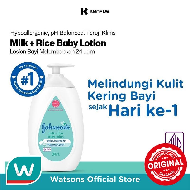 Jual Johnsons & Johnsons Milk + Rice Baby Lotion - Lotion Bayi 500ml (1pc) | Shopee Indonesia