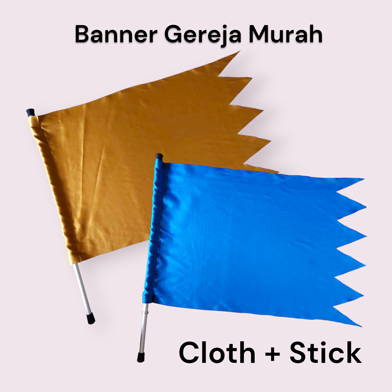 Jual Banner Tamborin Gereja Set Lengkap Gagang Custom Murah Panji ...