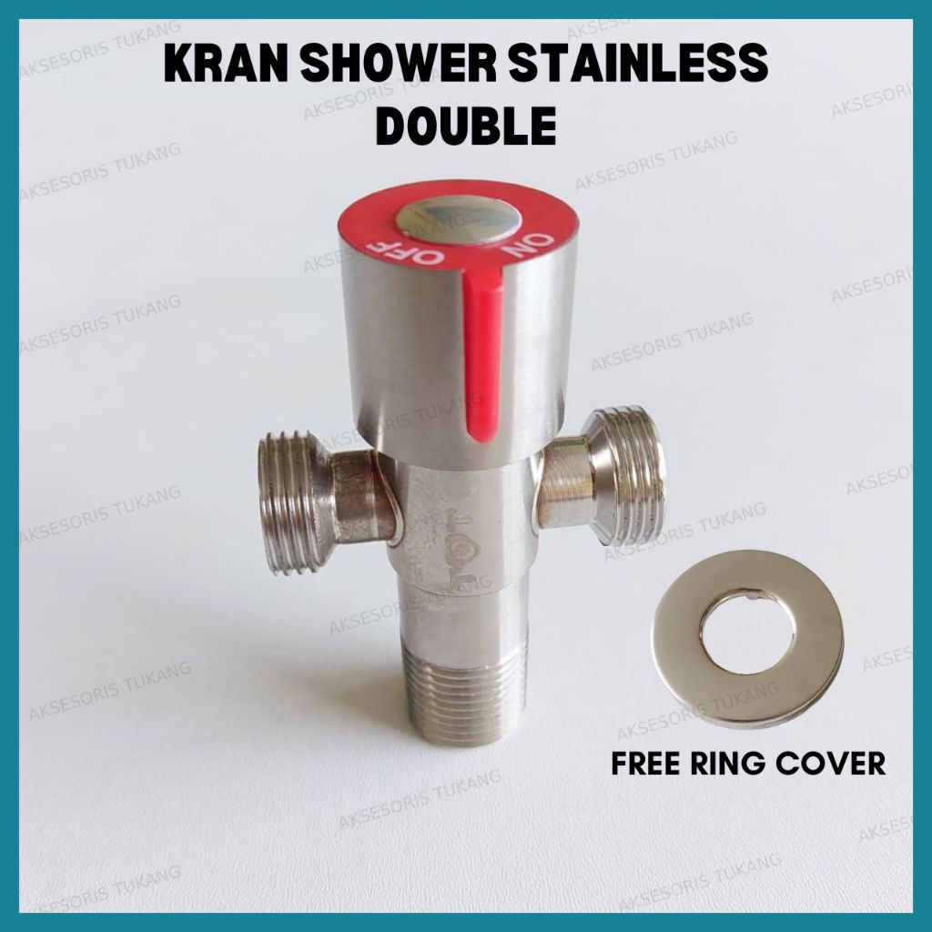 Jual Stop Kran Kloset Double Stainless Kran Shower 2 Cabang Kanan Kiri ...