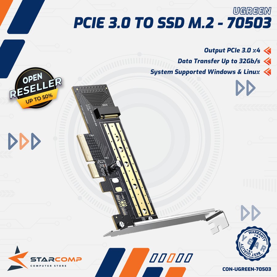 Jual UGREEN 70503 Adapter PCIe to M.2 NVMe SSD 32GBps PCIe 3.0 x4 ...