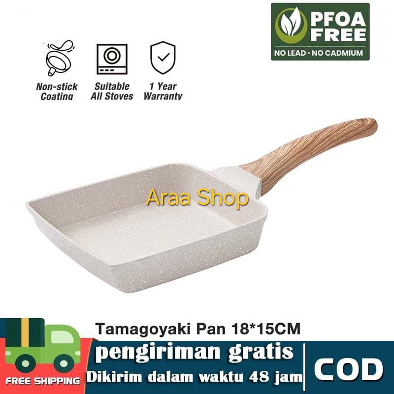 Jual HC Tamagoyaki Egg Pan Segi 15x19cm Anti Lengket Wajan Penggorengan ...