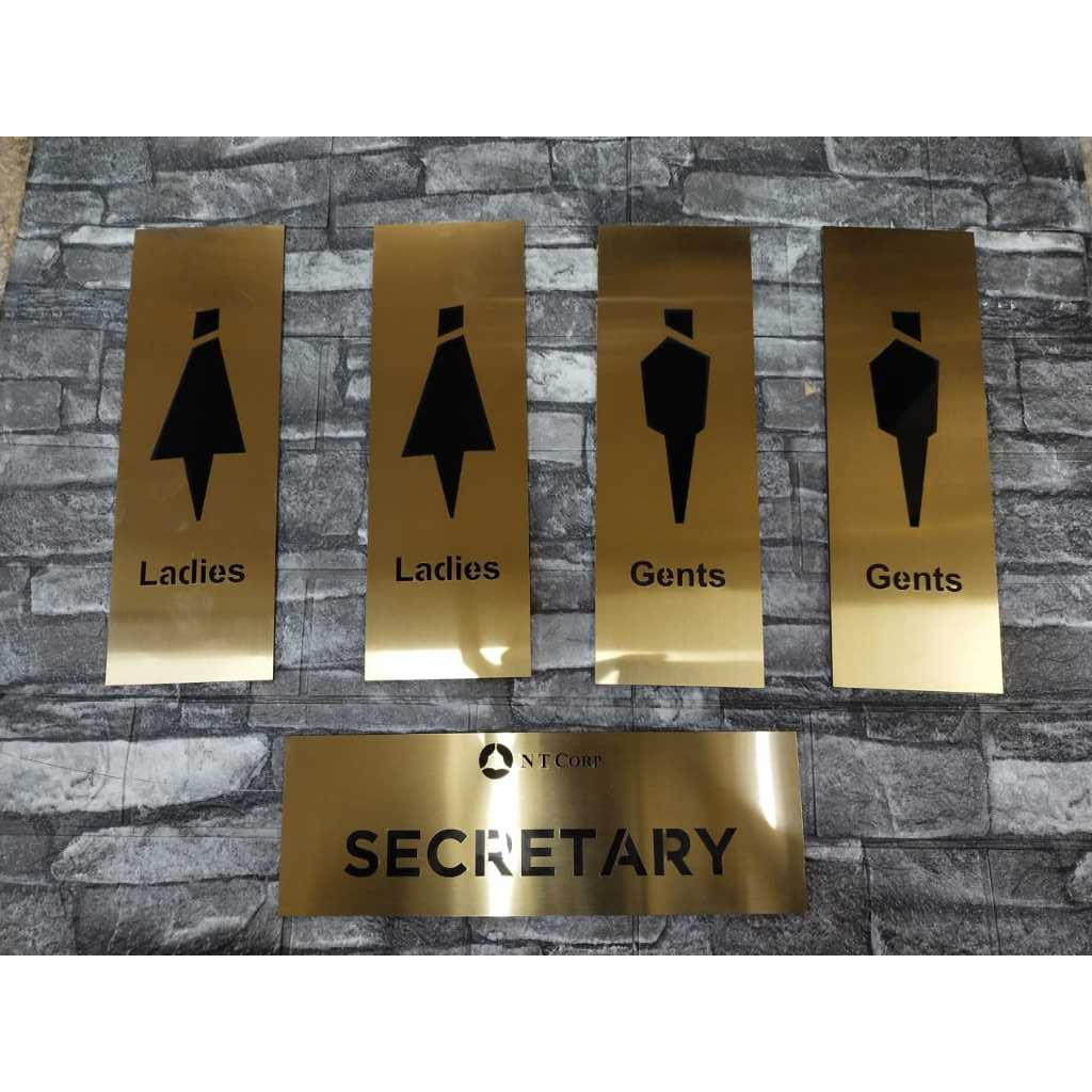 Jual GHD Nama Ruangan / Room Sign Laser Cut Stainless Gold + Akrilik ...
