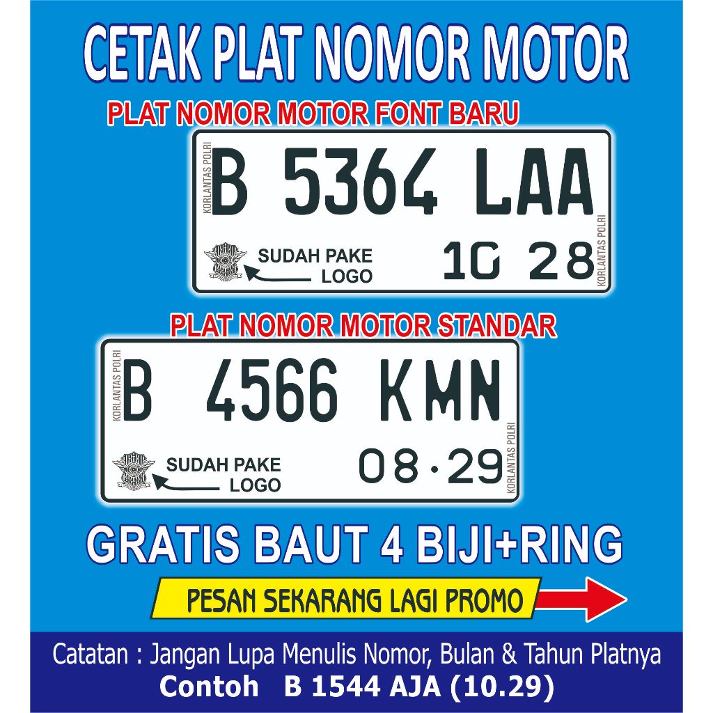 Jual Plat Motor Standar Putih & Fon Baru Plat Motor Standar Hitam ...