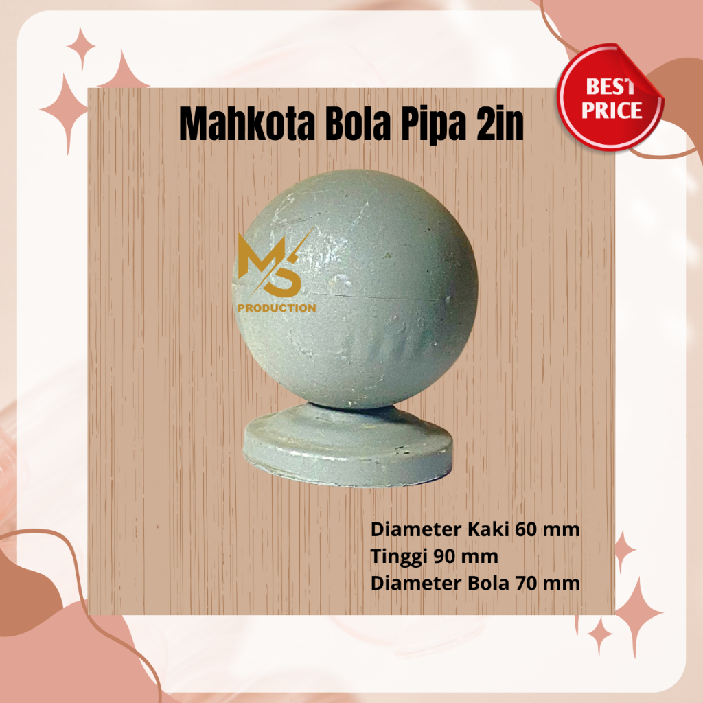 Jual Mahkota Bola Pipa 2 inch Ornamen Tiang Bulat Pagar Kanopi Railing ...