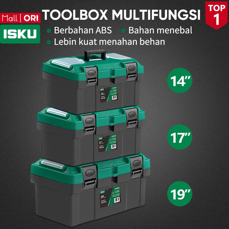 Jual ISKU Tool Box Besar Plastik 19/17/14 Inch Bahan PP Tools Box Kotak ...