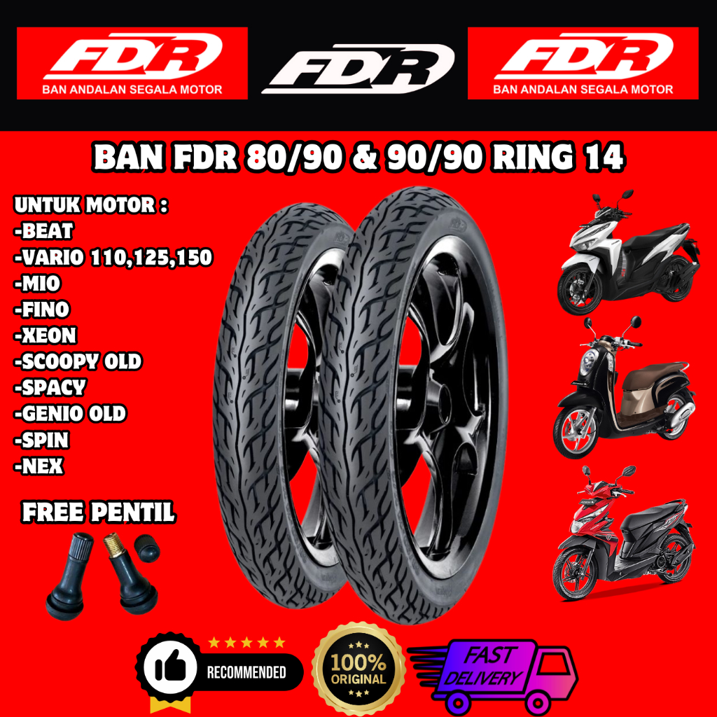 Jual Ban FDR ( 80/90 14 , 90/90 14 )Tubeless Flemino Untuk Motor Beat ...