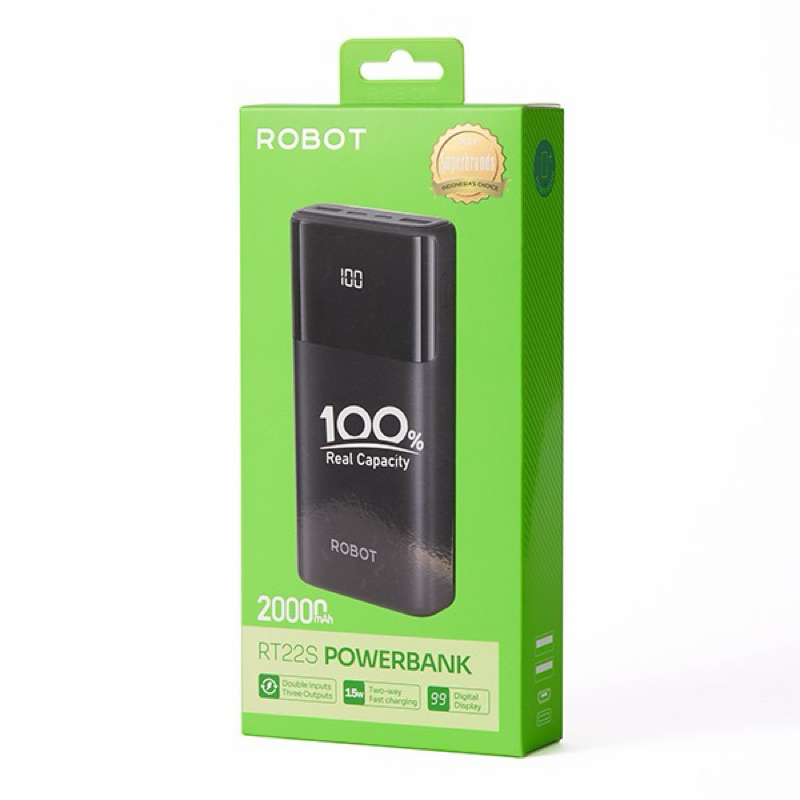 Jual ROBOT RT22S Smart Powerbank Fast Charging 20000mAh 15W 3 Port ...