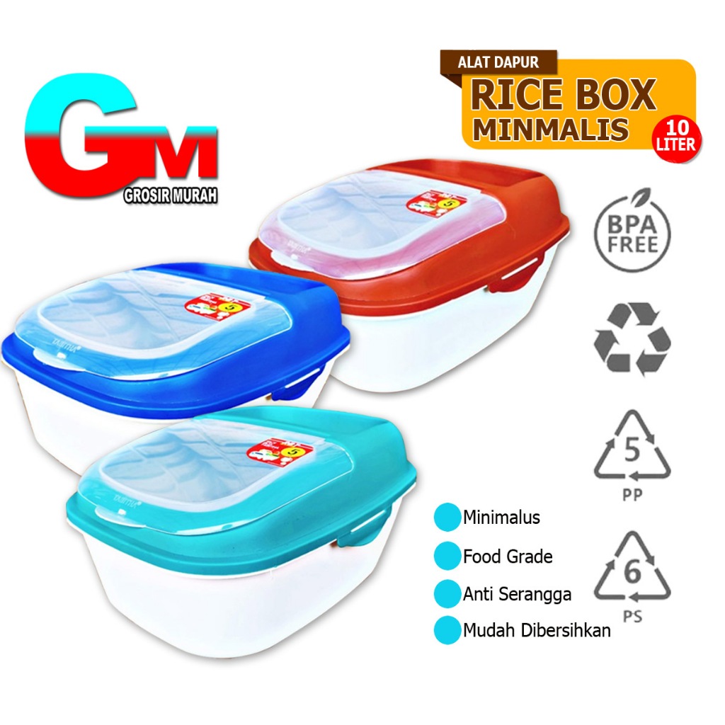 Jual Rice Box Tempat Beras Container Box Beras 10 Liter Wadah Beras ...