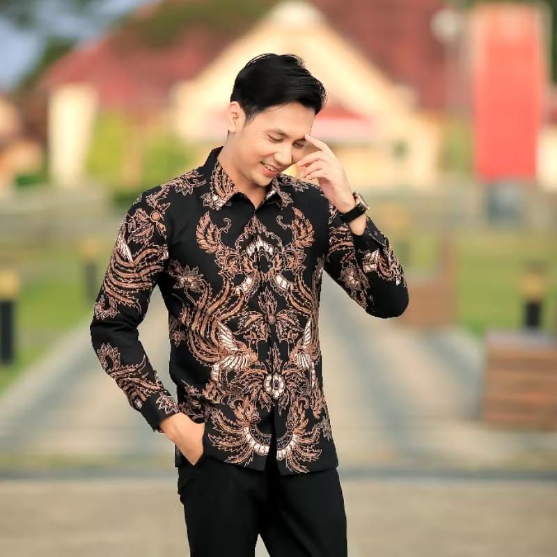 Jual kemeja lengan panjang slimt berfuring halus lembut dandgn motif ...
