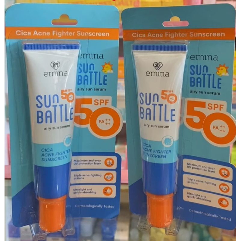 Jual Emina sun battle spf 50 cica acne sunscreen | Shopee Indonesia