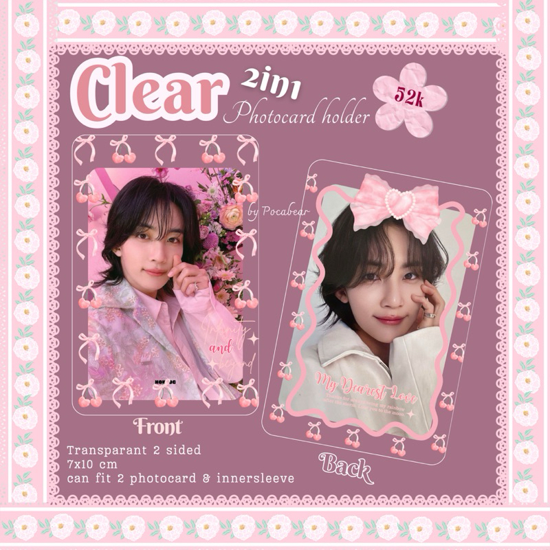 Jual [READY] Photocard holder acrylic transparan clear ribbon coquette ...