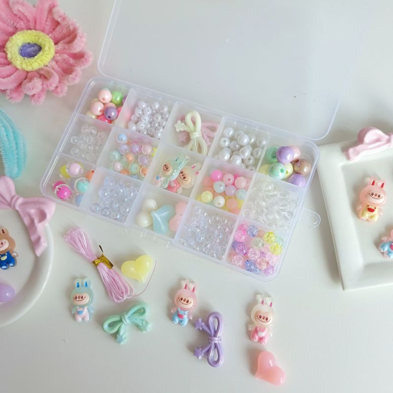 Jual PREMIUM Labubu Ukuran Besar Paket DIY Box Manik Manik set Meronce ...