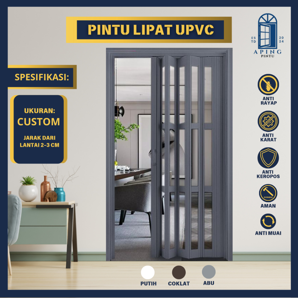 Jual Pintu Folding, Pintu Lipat UPVC, Penyekat Ruangan, Pintu Indoor, Pintu Lipat UPVC 10-12 ...
