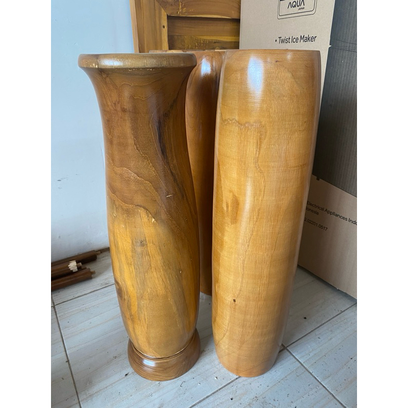 Jual Vas bunga kayu jati/vas bunga polos warna natural | Shopee Indonesia