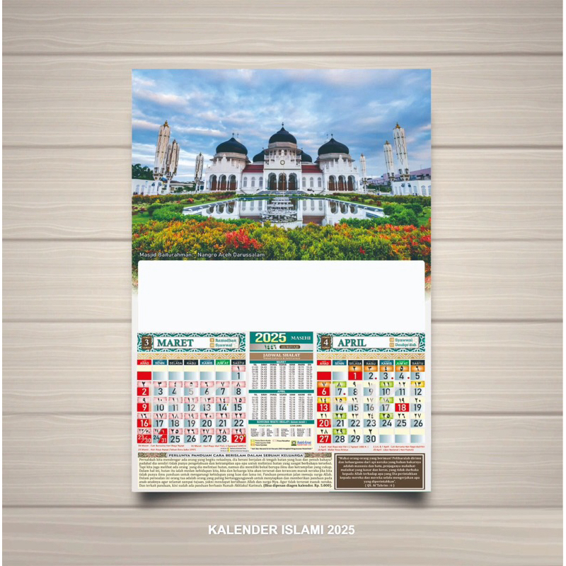 Jual Kalender Dinding 2025 dan Hijriyah 1446 Fullcolor dilengkapi Jadwal shalat | Shopee Indonesia