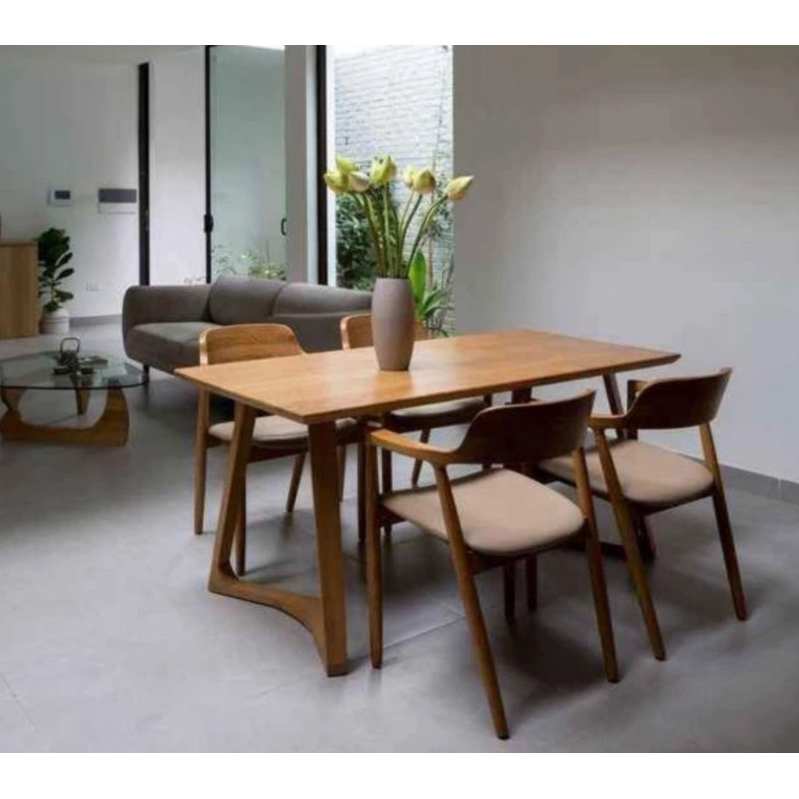 Jual Meja Kursi Makan Minimalis Model V Kursi Makan Hiroshima Jati Cafe | Shopee Indonesia