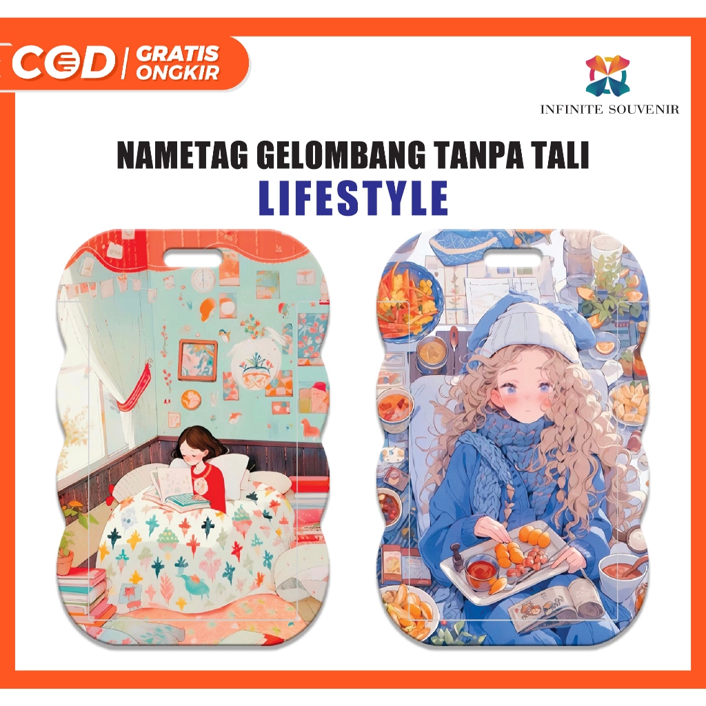 Jual [N019] ID CARD HOLDER GELOMBANG Motif Lifestyle / Name Tag Girl / Aesthetic - Tanpa Tali ...