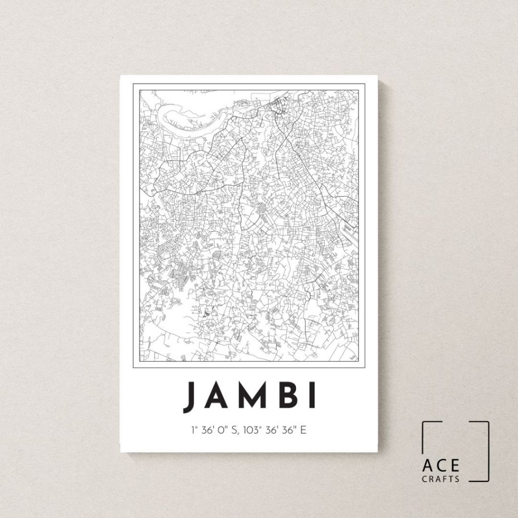 Jual Jambi Indonesia City Map hiasan dinding poster peta kota city map ...