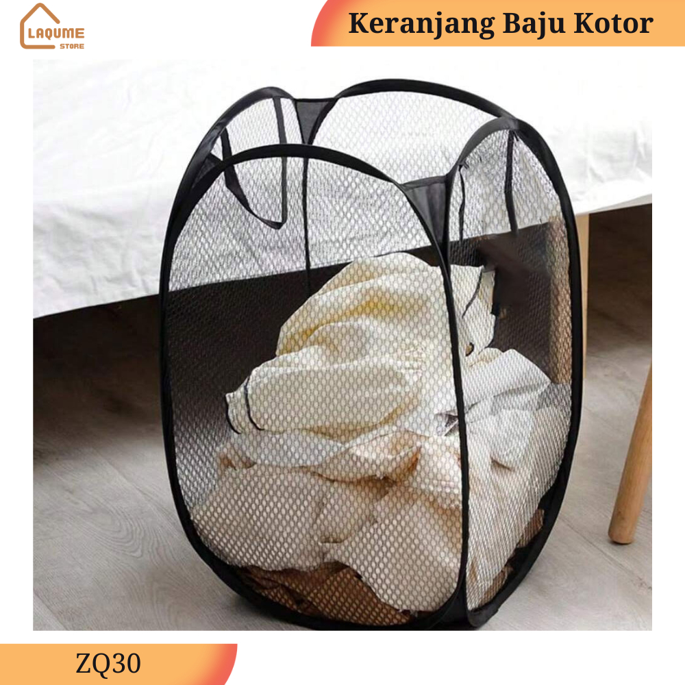 Jual Keranjang Lipat Baju Kotor Portabel Hamper Jaring Laundry Bag 30cm ...