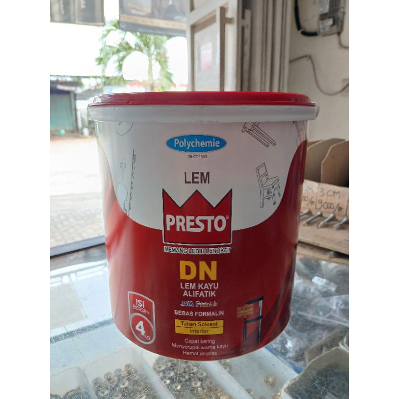Jual LEM KAYU PRESTO DN 4kg GALON/EMBER ALIFATIK | Shopee Indonesia