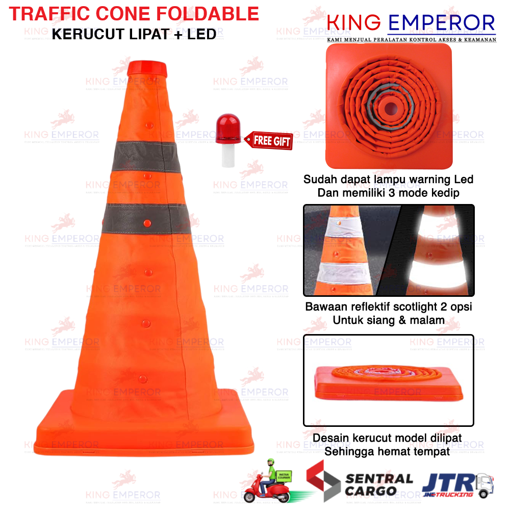 Jual Foldable Traffic Cone 75CM With Emergecy LED Light / Kerucut Lalu Lintas Lipat | Shopee ...