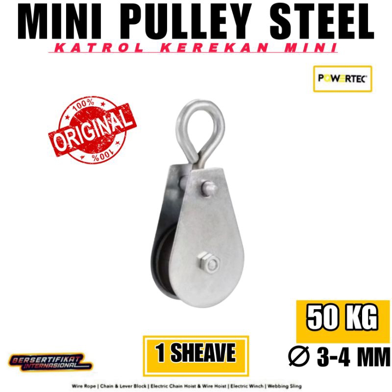 Jual MINI PULLEY KATROL KEREKAN 50 KG 12MM 1SHEAVE POWERTEC | KATROL ...