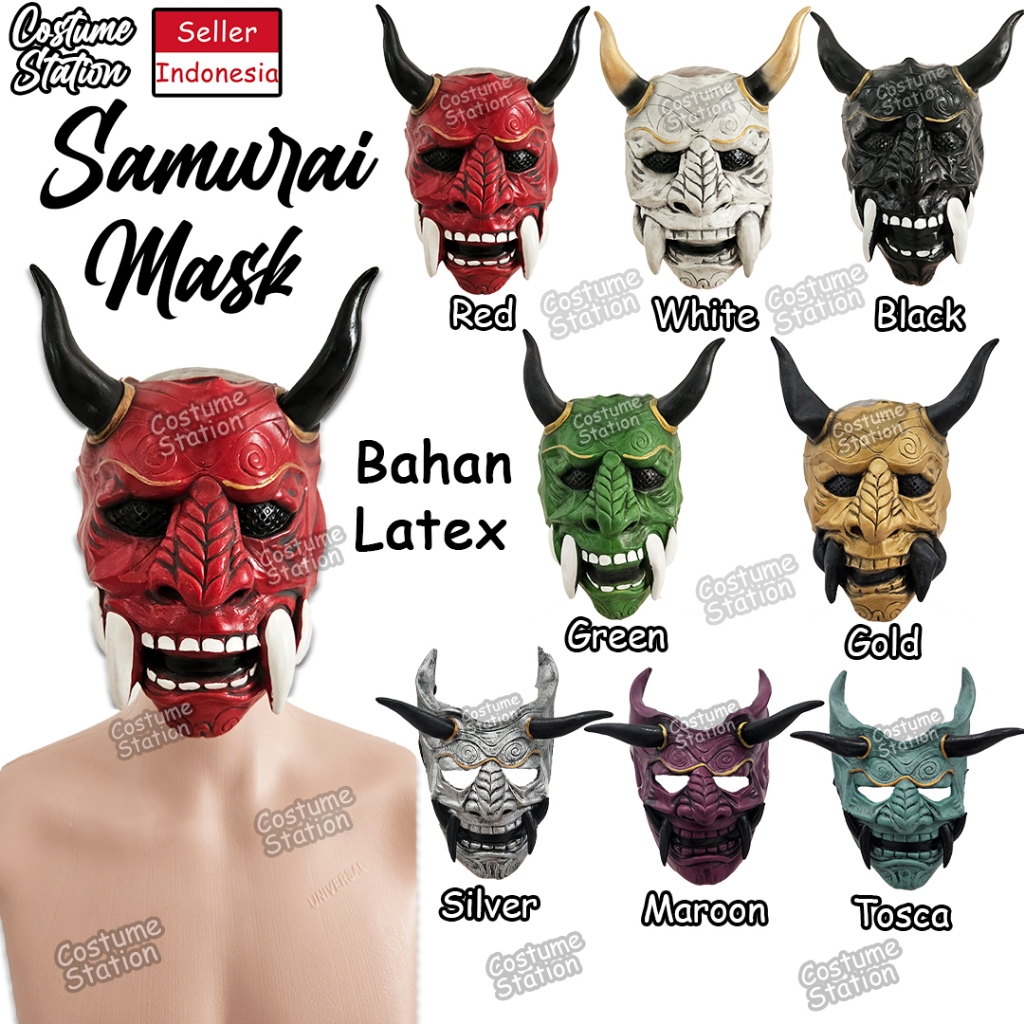 Jual Topeng Samurai / Mask Latex Ronin Jepang Anime Halloween Pesta ...