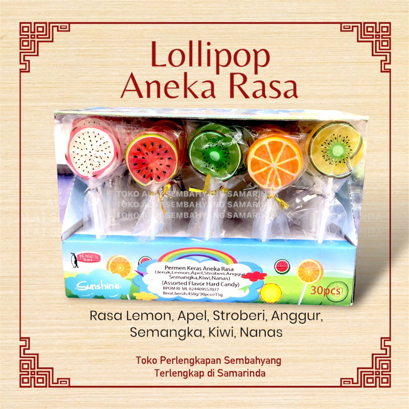 Jual Permen Keras Aneka Rasa isi 30 / Lollipop / Lolipop jeruk lemon ...