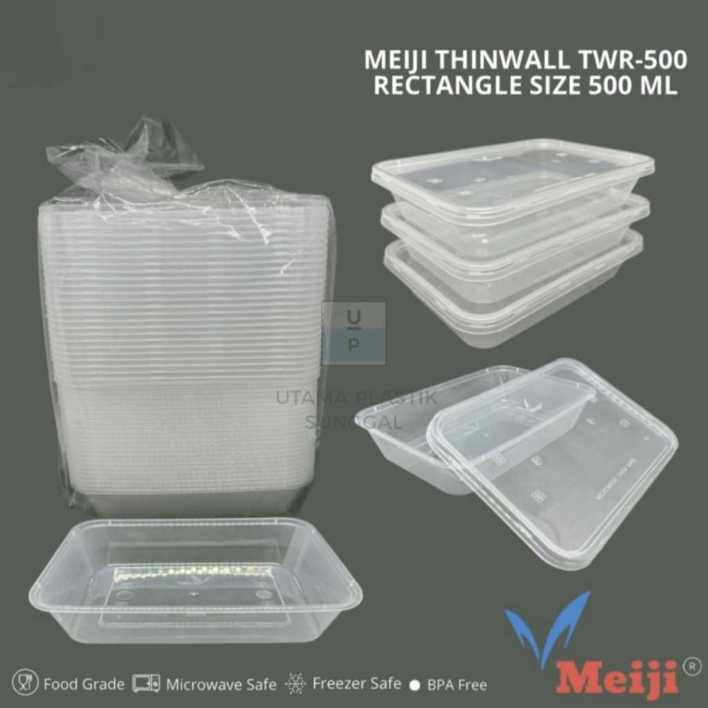 Jual Meiji Thinwall Rectangle / Persegi Panjang Ukuran 500ML, 650ML, 800ML, 1000ML isi 25 pcs ...