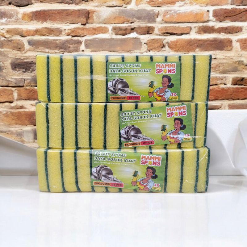 Jual Spon Cuci Piring Kotak Mammi spons / Spon Penggosok Kuning Hijau 2 ...
