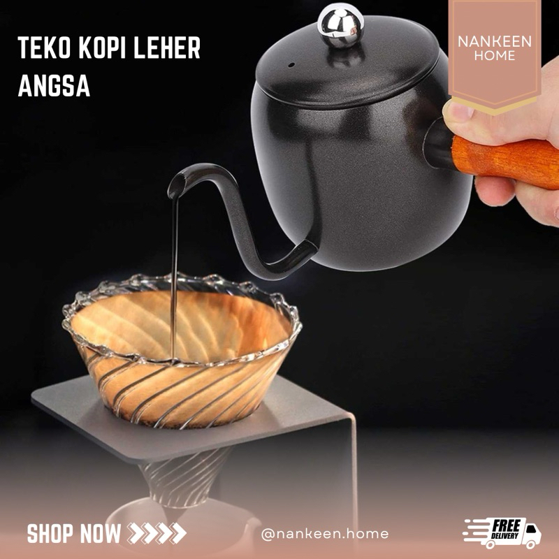 Jual nankeen shop - Teko Kopi Leher Angsa Vintage Putih Hitam Motif ...