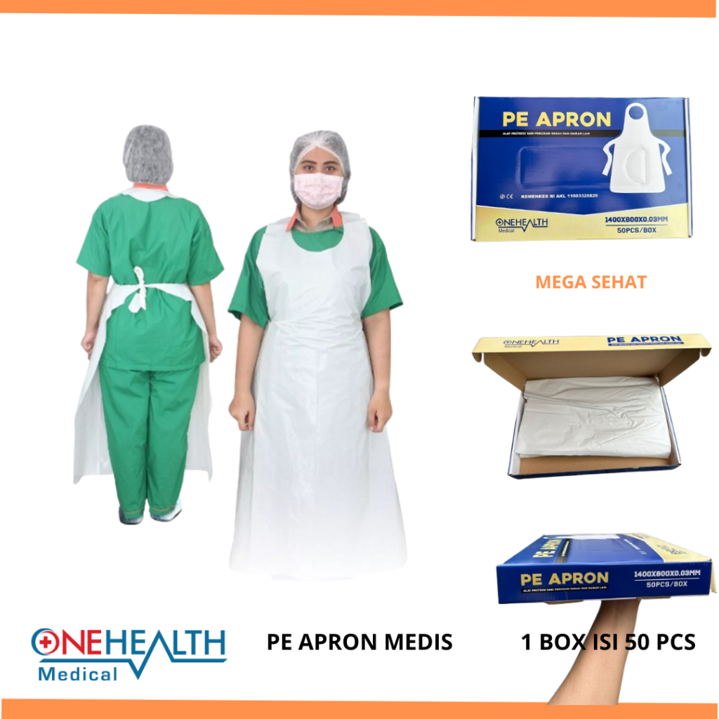 Jual Apron Medis Onehealth Plastik PE Celemek Sekali Pakai Polos 1 Box ...