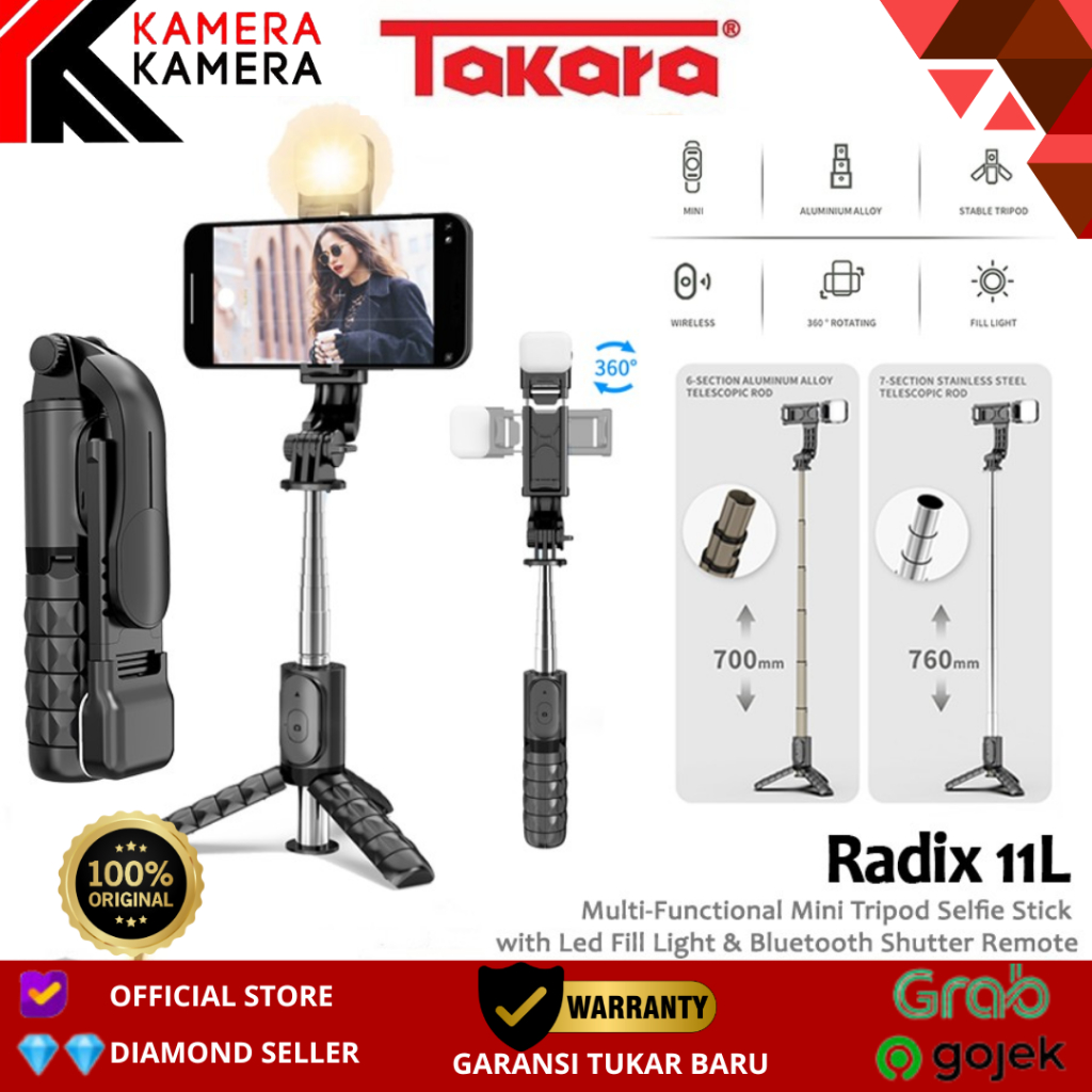 Jual Takara RADIX 11L Multi Function Mini Tripod Selfie Stick Tongsis ...
