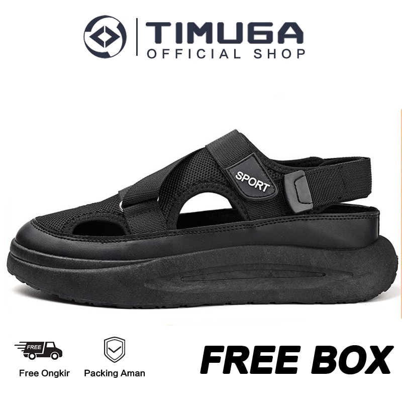 Jual TIMUGA Sepatu Sandal Pria Hitam Outdoor Fashion Sandal Cowok ...
