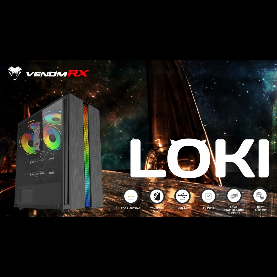 Jual Venom RX Case Loki ( ATX Temper Glass 1 x 12CM RGB Fan ) | Shopee ...