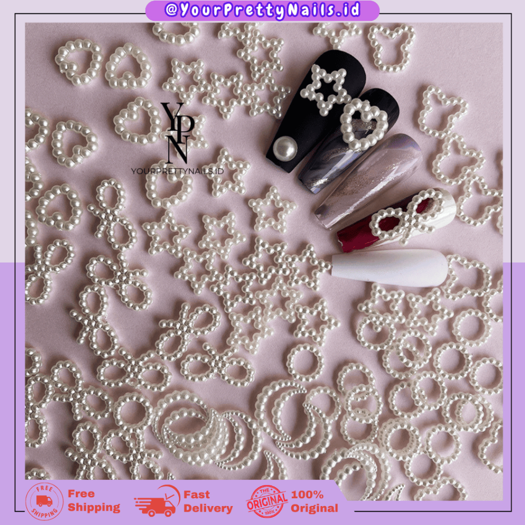 Jual 5PCS Manik Pearl Ivory White Permata Aksesoris Kuku Love Pita ...