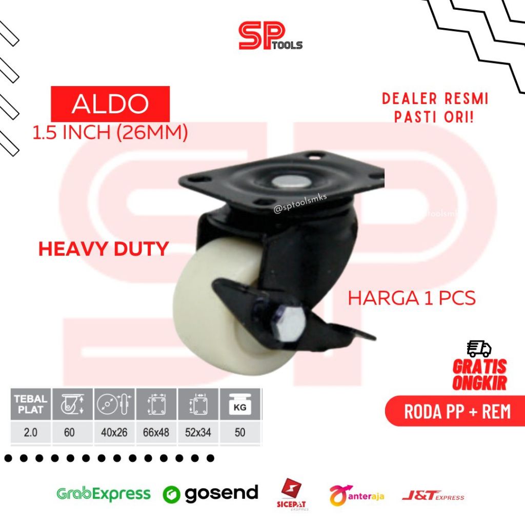 Jual RODA PP PUTIH / RODA TROLEY MEJA TROLI MINI SERBA GUNA 1.5" 1.5 ...