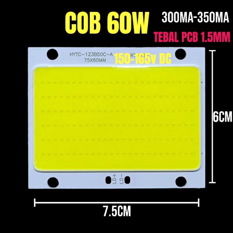 Jual LED COB DC VARIASI 50W 60W PUTIH(tanpa driver) | Shopee Indonesia
