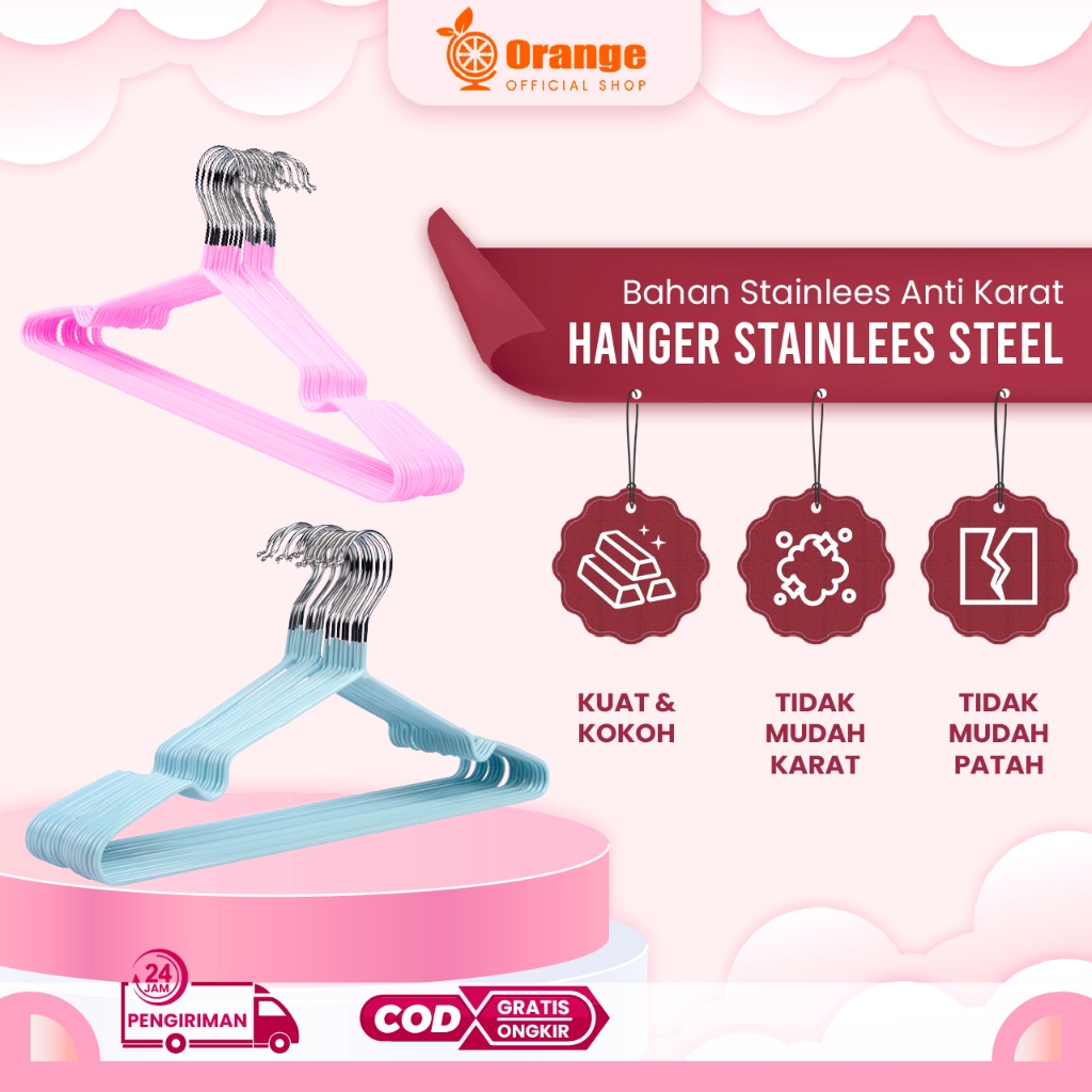 Jual Hanger Gantungan Baju Stainless Steel Hanger Kawat 10 Pcs Ukuran ...