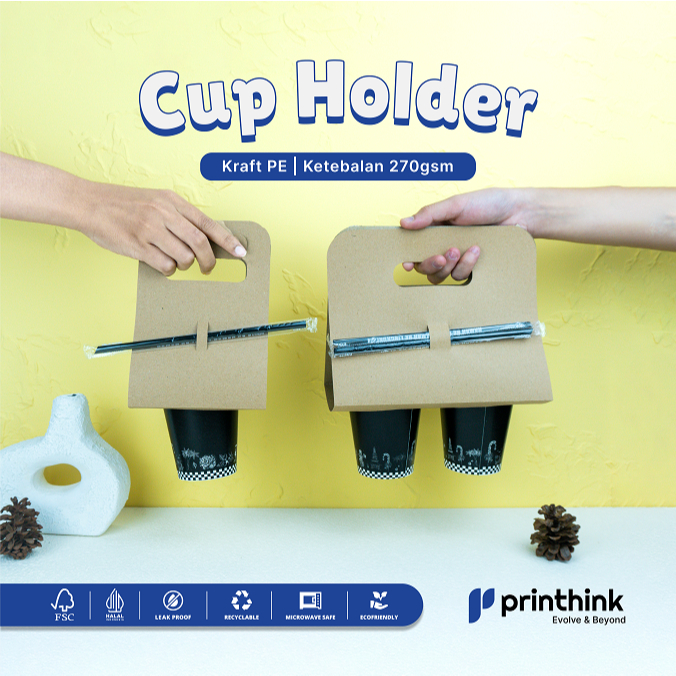 Jual Cup Holder Minuman Kraft Polos | Tray Takeaway | Food Grade Aman ...