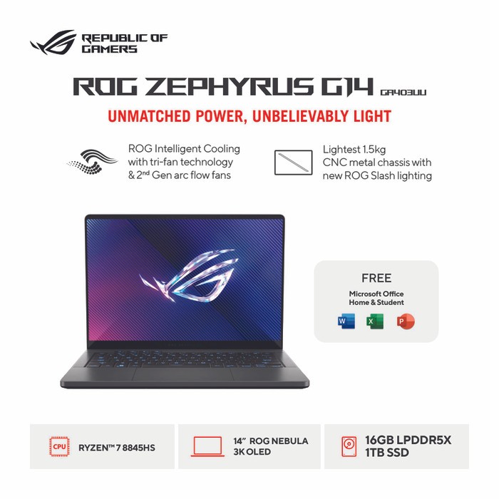 Jual ASUS ROG ZEPHYRUS G14 GA403UU-R745OL6G-O RYZEN 7 8845HS 16GB 1TB ...