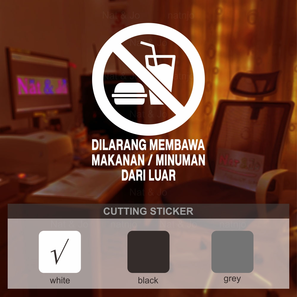 Jual Stiker Dilarang Membawa Makanan Minuman Dari Luar Kaca Cafe Sign ...