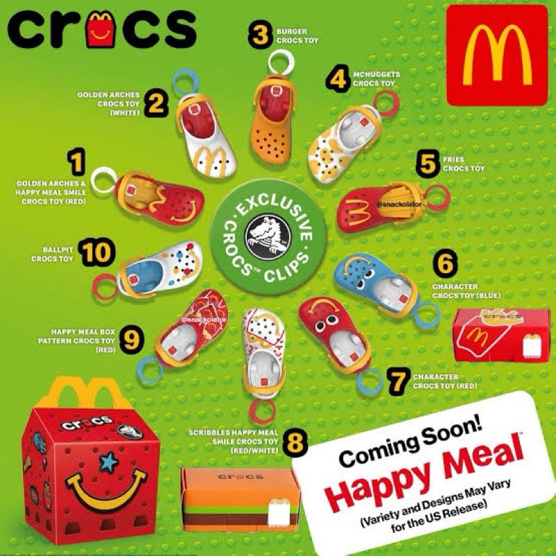 Jual McD X Crocs Scribbles Happy Meal Smile Crocs Toys ( Red/White ...