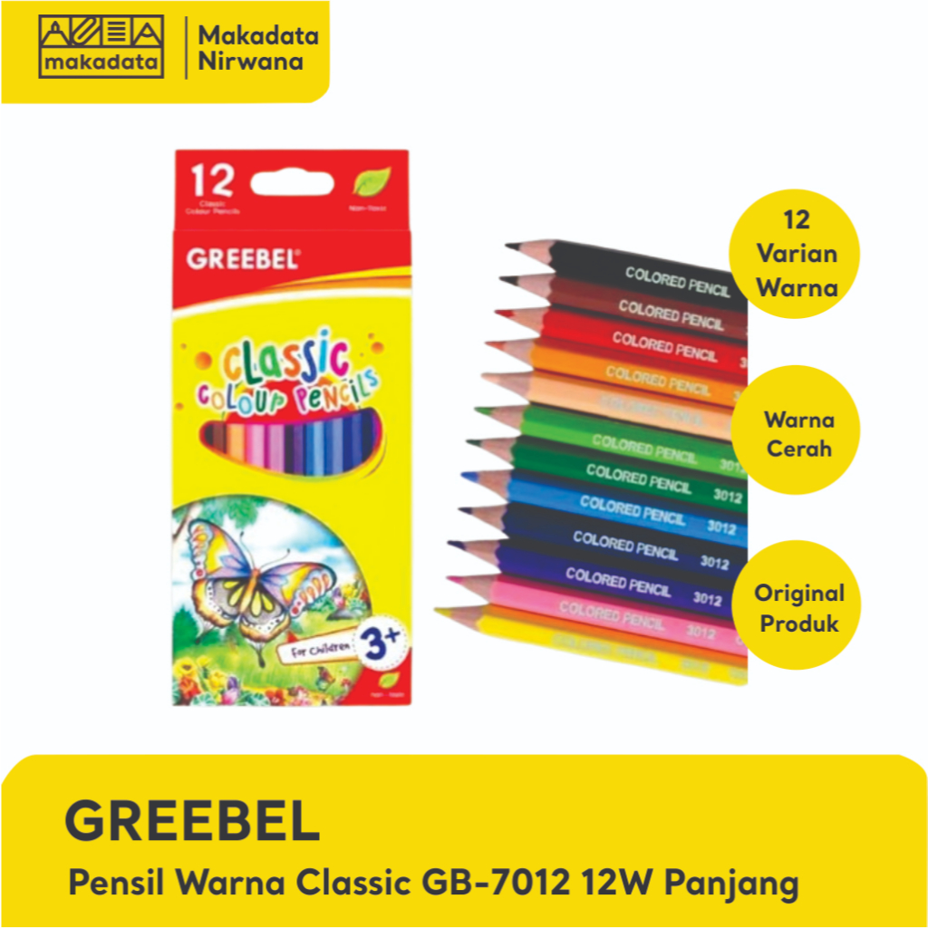 Jual GREEBEL PENSIL/PENCIL WARNA CLASSIC GB-7012 12 WARNA (1 PCS ...