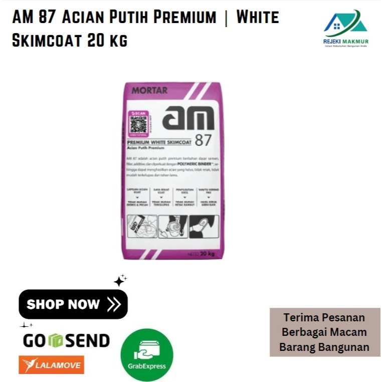 Jual AM 87 Acian Putih Premium | White Skimcoat 20 kg | Shopee Indonesia