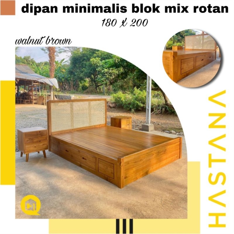 Jual dipan kayu kombinasi rotan dipan laci dipan kayu jati dipan ...