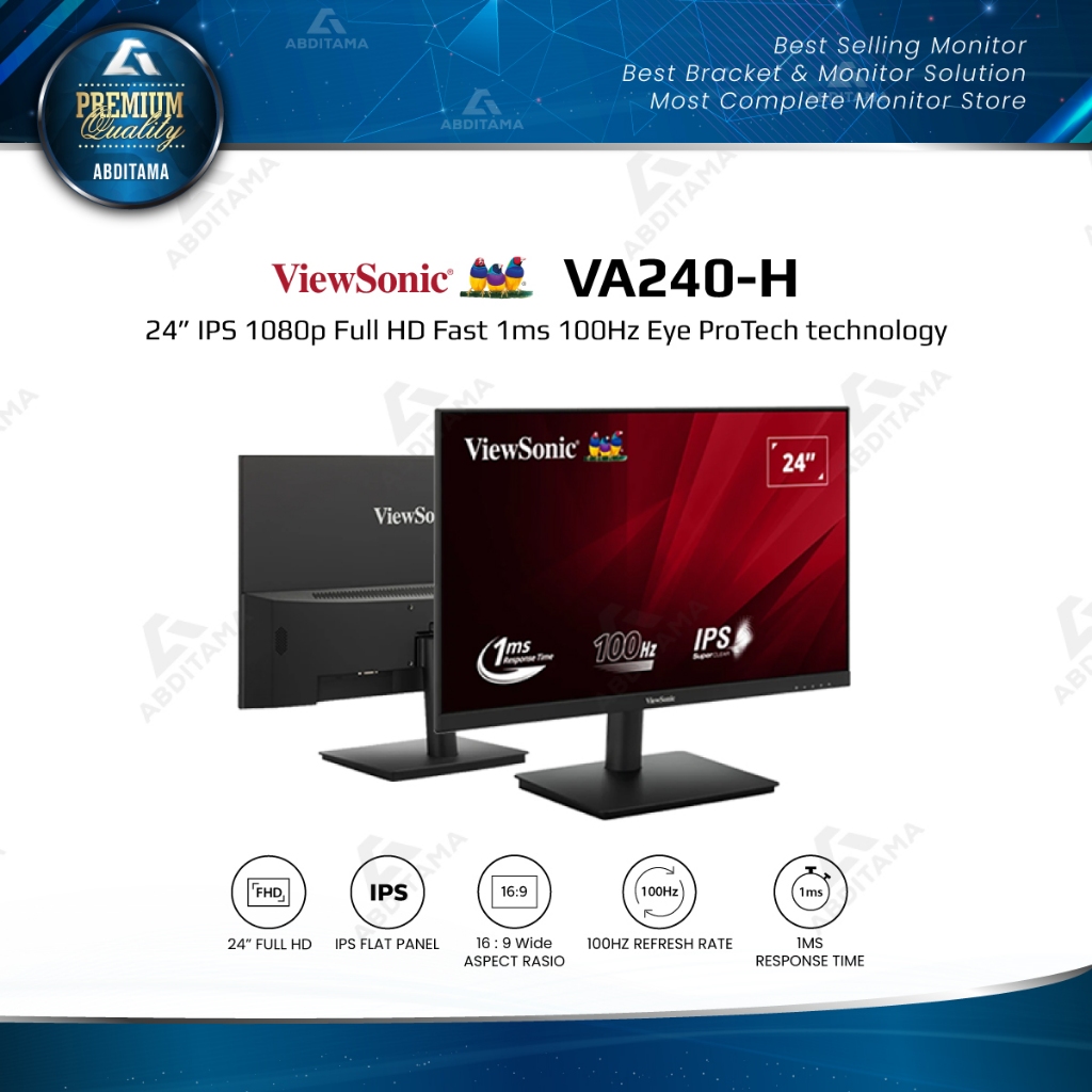 Jual Monitor LED Viewsonic VA240-H 24” SuperClear IPS 1080p Full HD ...