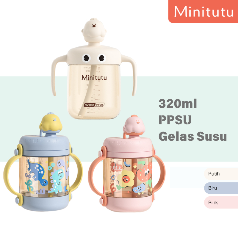 Jual Minitutu Gelas PPSU Gelas Minum Sedotan Karakter Lucu 320 ml Gelas Susu Bayi BPA Free BB271 ...